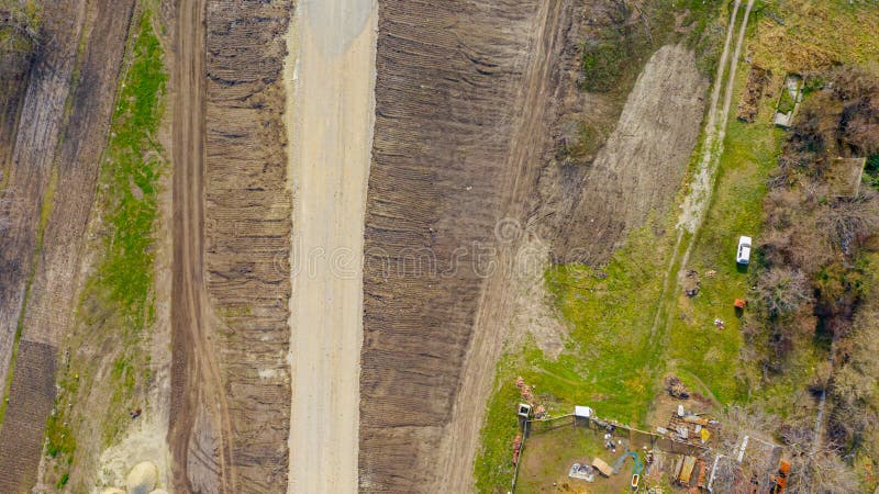Aerial View on New Road Under Construction Stock Image - Image of align ...
