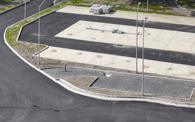 Aerial View of New Street and Parking Construction Site Stock Image ...