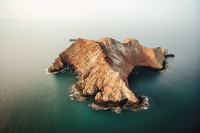 Aerial View of Newly Formed Volcanic Island Stock Illustration ...