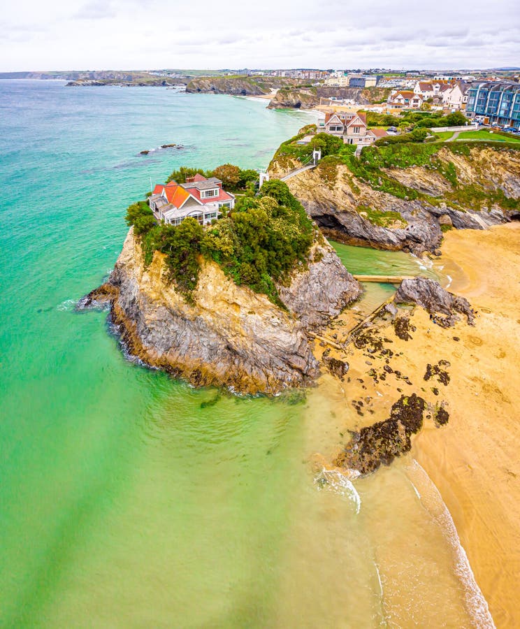Aerial View of Newquay in Cornwall Stock Image - Image of sand, coast ...