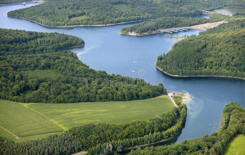 Aerial View : Nice Lake in the Countryside Stock Image - Image of ...