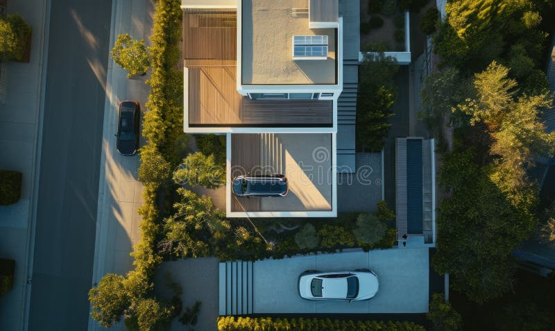 An Aerial View of a Nice Modern House Stock Image - Image of generated ...