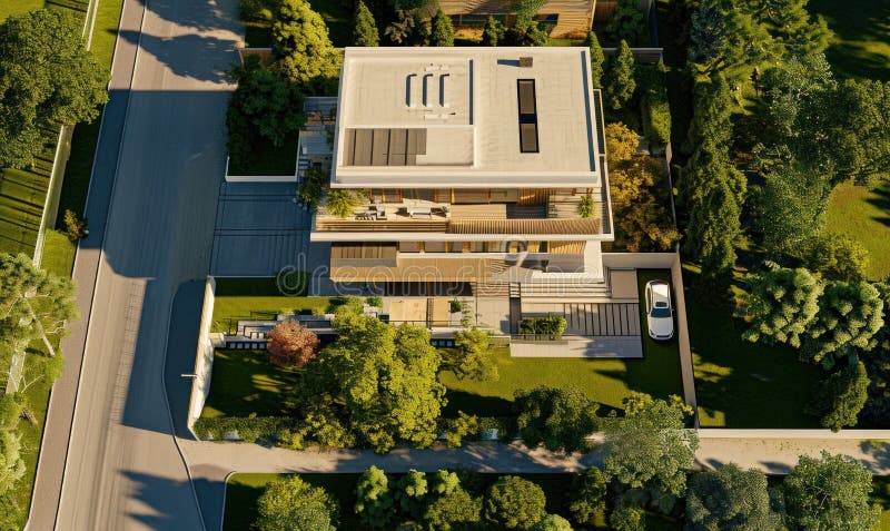 An Aerial View of a Nice Modern House Stock Image - Image of ...