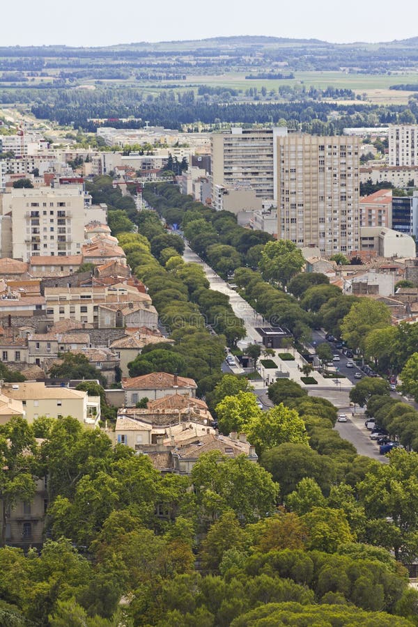 Aerial view of Nimes stock image. Image of baukunst, aerial - 24360617