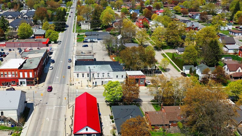 Aerial View of Norwich, Ontario, Canada on a Spring Day Stock Image ...