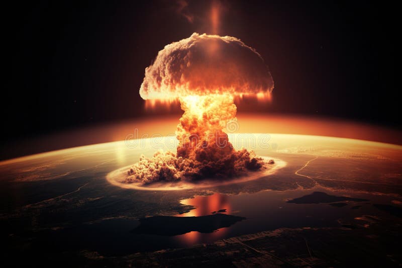 Aerial View of Nuclear Explosion. Generative AI Stock Illustration ...