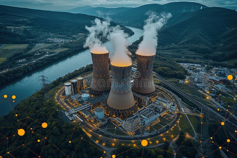 Aerial View of the Nuclear Power Plant. Generative AI Stock ...