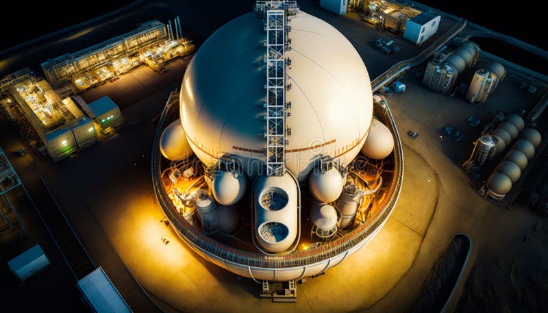 Aerial View of Nuclear Power Plant at Night. Generative AI Stock ...
