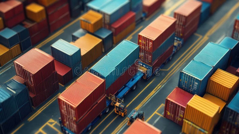 Aerial View of Numerous Stacked Shipping Containers at a Port Stock ...