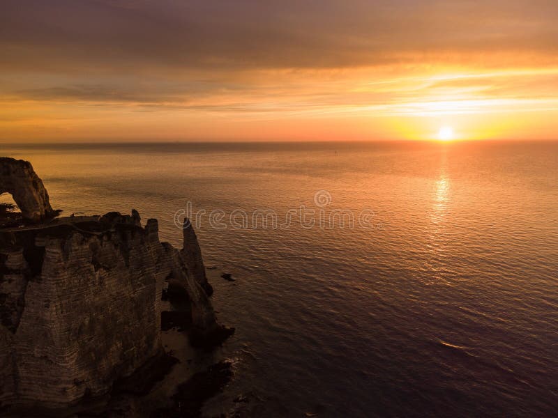 Aerial View of Ocean Near Rocky Cliffs during Sunset Stock Image ... Aerial View of Ocean Near Rocky Cliffs during Sunset Stock Image ...