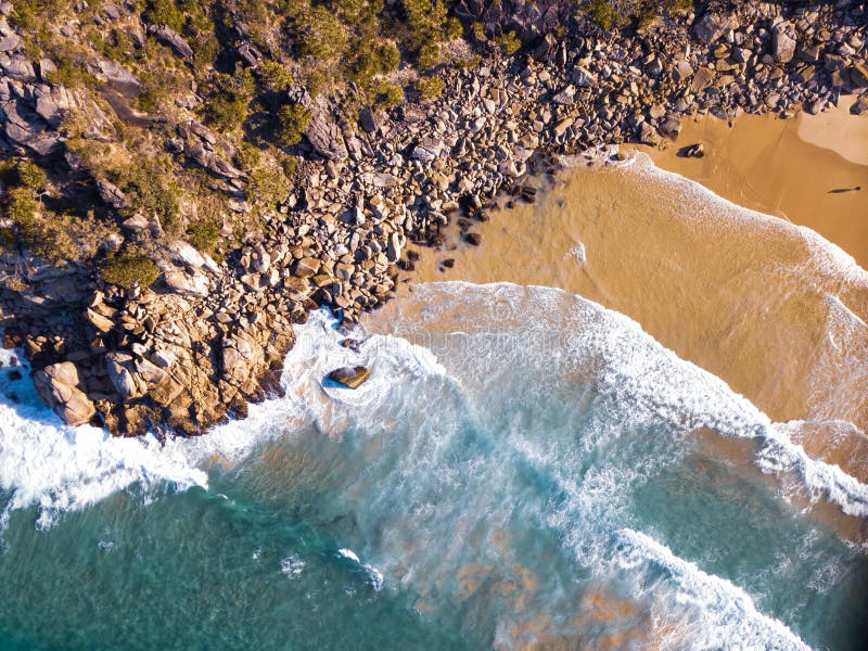 Aerial View of Ocean and Rocks Stock Image - Image of rapid, littlebay ...