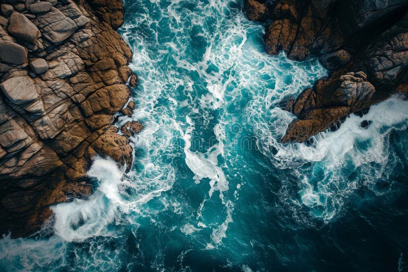 Aerial View of the Ocean and Rocks, High Aerial Angle of a Rough Sea ...