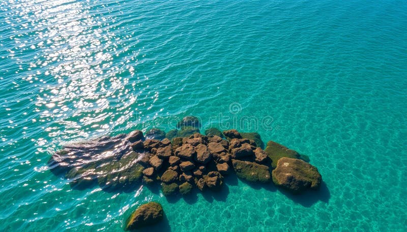 An Aerial View of the Ocean and Rocks in the Water Generated Stock ...