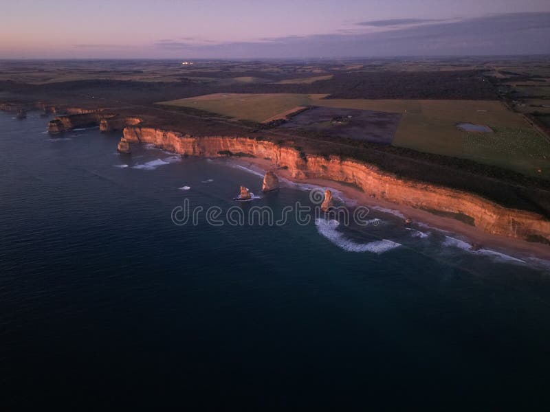 Aerial View of Ocean Waves Breaking Rocky Beach Stock Image - Image of ...