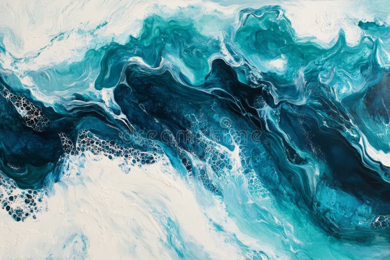 Aerial View of Ocean Waves Texture, Deep Turquoise and White Froth ...