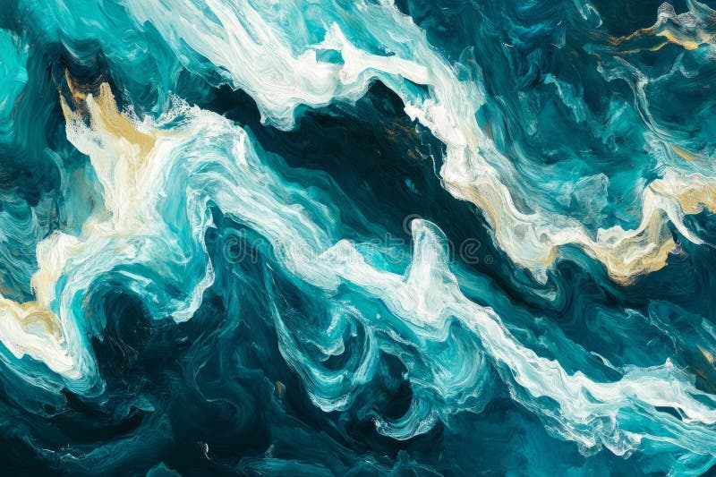 Aerial View of Ocean Waves Texture, Deep Turquoise and White Froth ...
