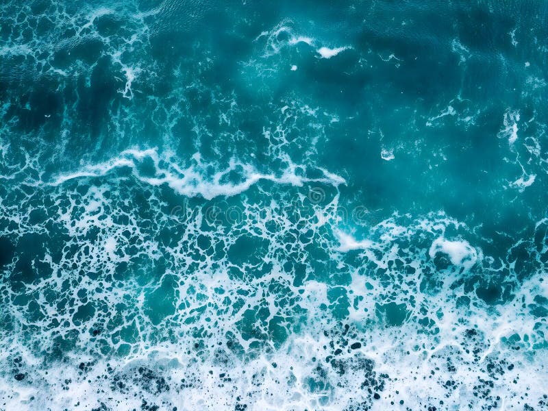 Aerial View of Ocean Waves. Top View of Blue Sea Water Stock Photo ...