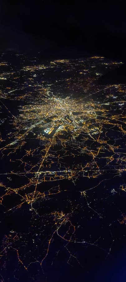 Aerial View Ofthe Netherlands at Night Stock Photo - Image of view ...