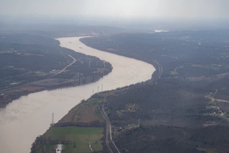 View Ohio River with Blue Sky and Clouds from Eden Park Stock Photo ...