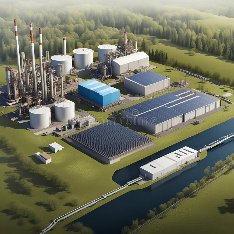 Aerial View of Oil Refinery Plant. AI Generated Stock Illustration ...