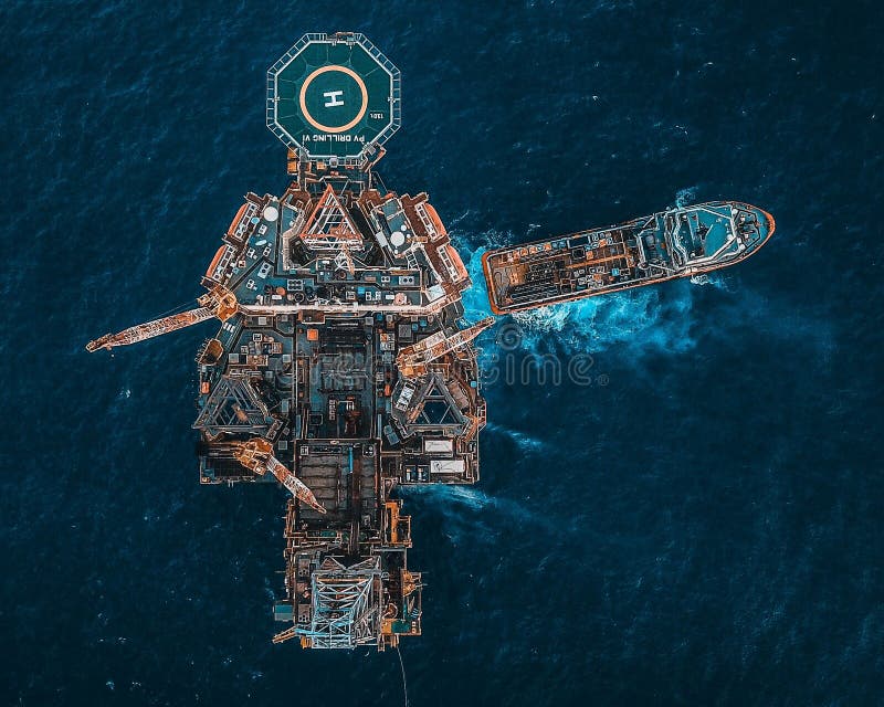 Aerial View of Oil Rig Platform Stock Photo - Image of platform, jack ...
