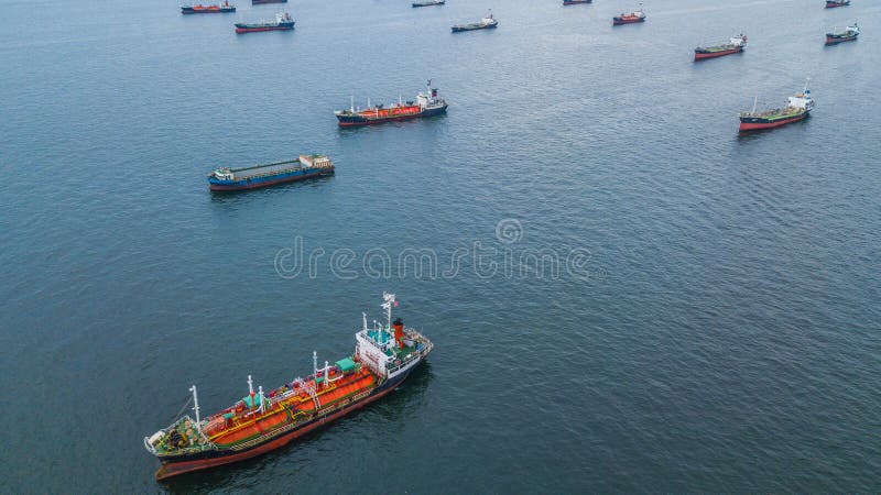 Aerial View Oil Tanker Ship, Cargo Vessel. Stock Photo - Image of ...