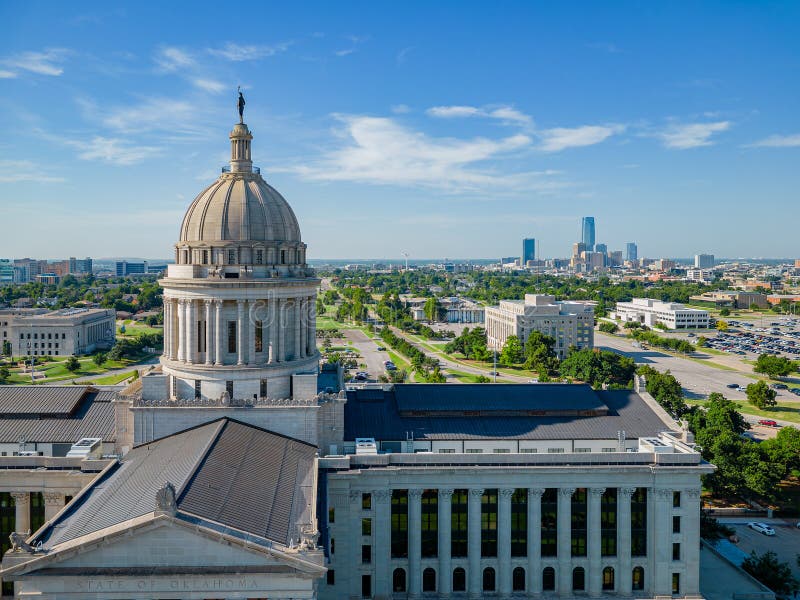 Aerial View of the Oklahoma State Capitol and Dowtown Cityscape ...