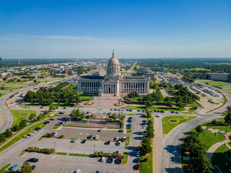 Aerial View of the Oklahoma State Capitol and Dowtown Cityscape ...