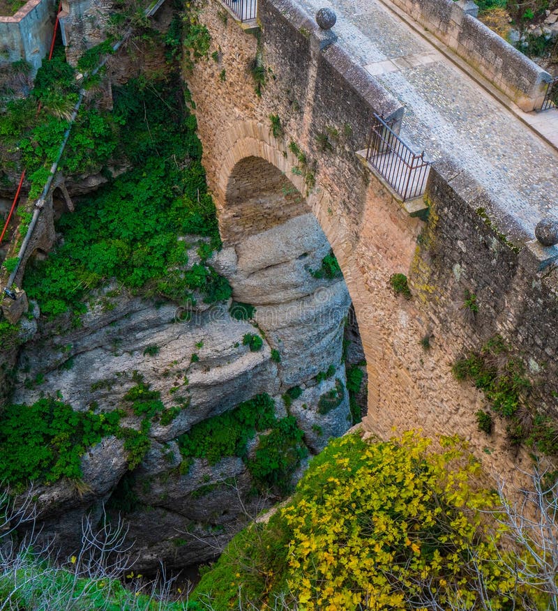 Aerial View of the Old Bridge of Ronda City, Spain Stock Photo - Image ...