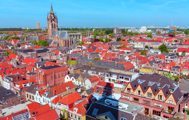 Delft panorama stock image. Image of historic, city, architecture ...