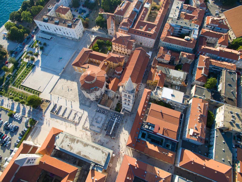 Aerial View of the Old City Zadar. Stock Photo - Image of blue, flight ...