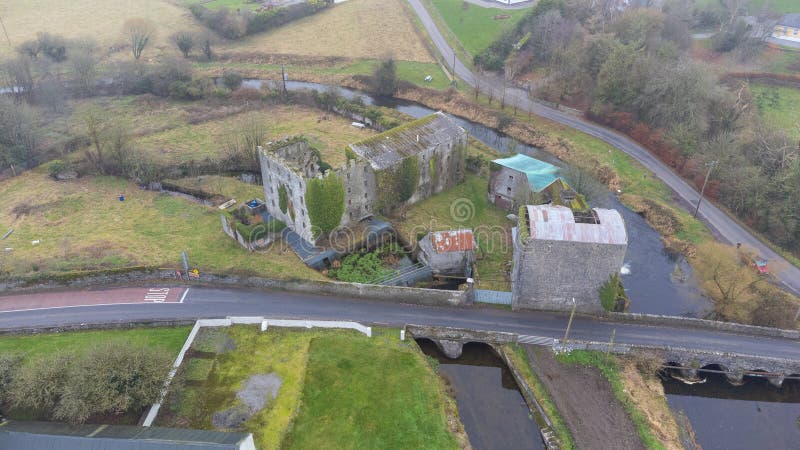 Aerial View of an Old Farm with River and Road. Stock Image - Image of ...