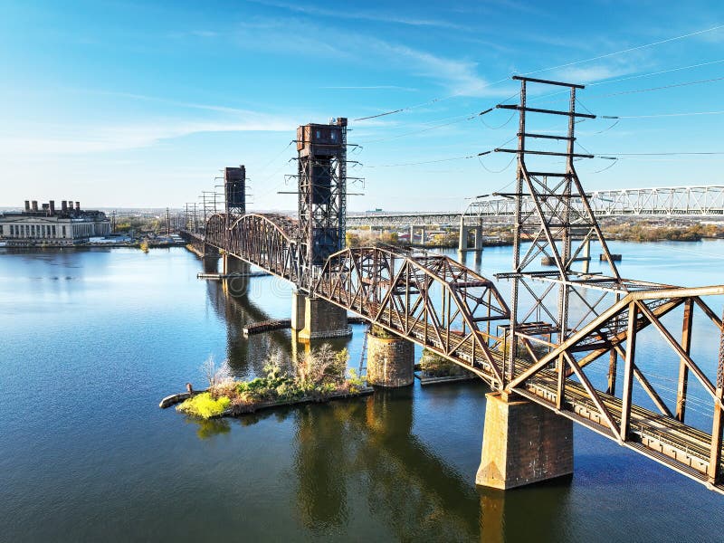 Aerial View of an Old Railroad Bridge Spanning the Delaware River Stock ...