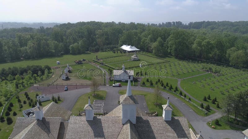 Aerial View of Old Restored Barns on a Spring Day Stock Photo - Image ...