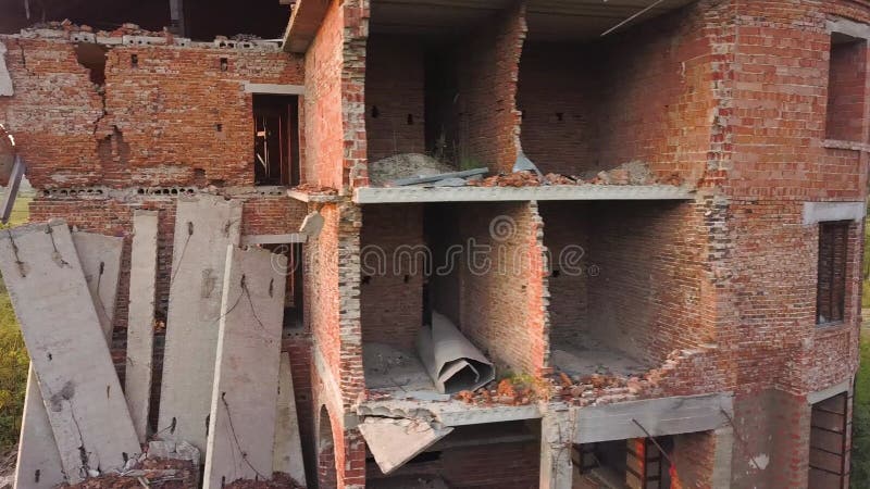 Aerial View of an Old Ruined Building after Earthquake. a Collapsed ...