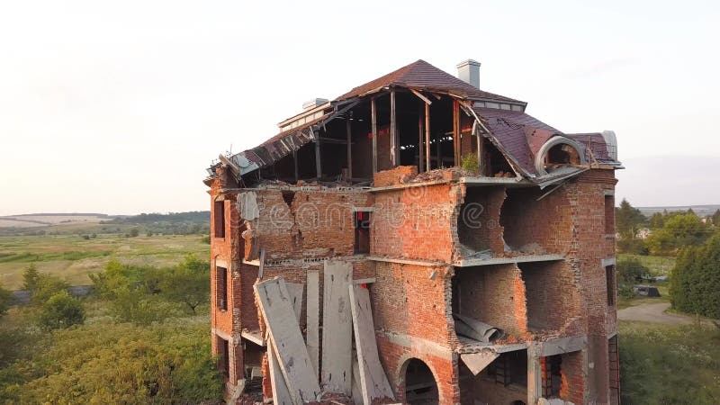 Aerial View of an Old Ruined Building after Earthquake. a Collapsed ...