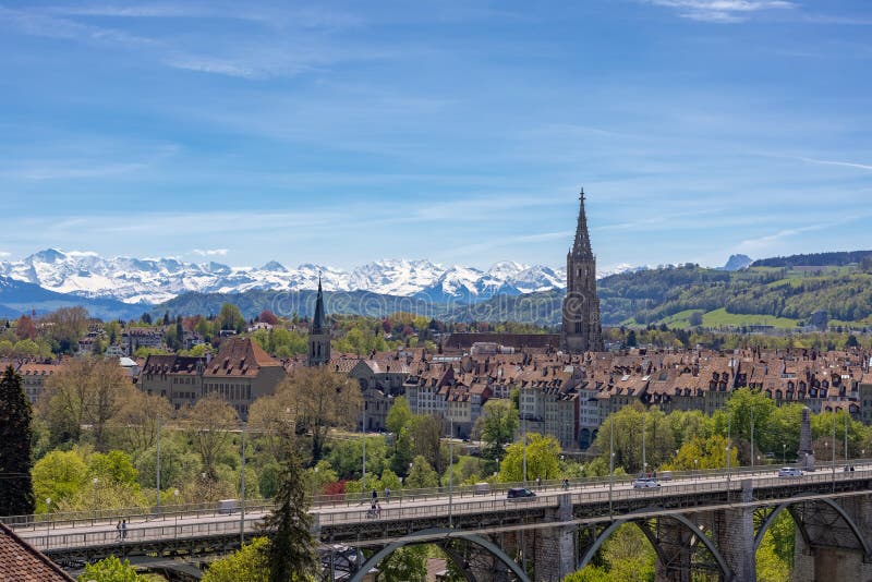 Aerial View of the Old Town of Bern in the Morning Stock Photo - Image ...