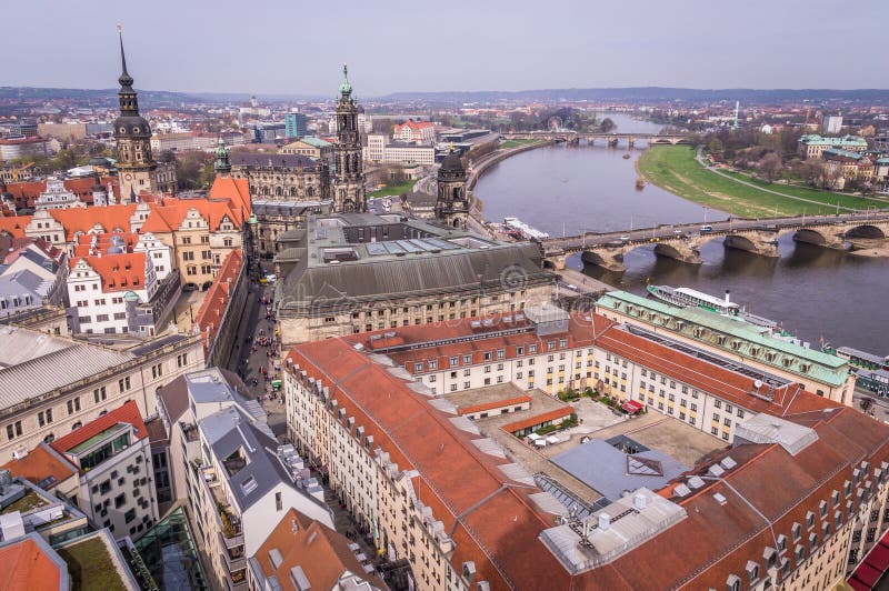 Aerial View of Old Town in Dresden, Saxony, Germany Editorial Photo ...