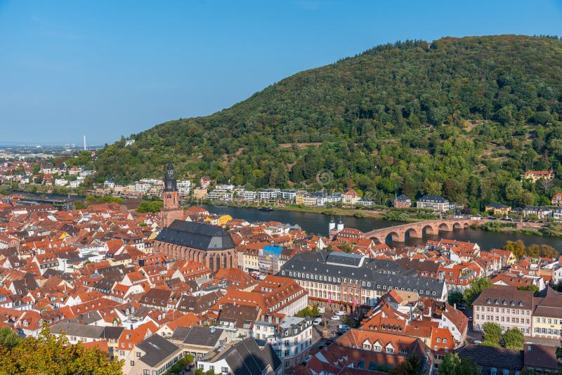 Aerial View of the Old Town of Heidelberg, Germany Stock Photo - Image ...