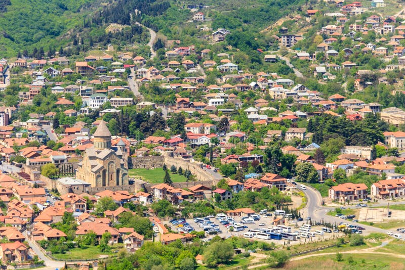 Aerial View on the Old Town Mtskheta Stock Image - Image of monastery ...