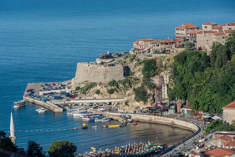 Aerial View of Old Town Ulcinj, Montenegro Stock Image - Image of beach ...