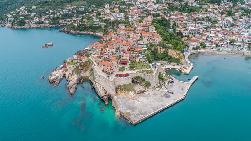 Aerial View of the Old Town Ulcinj Stock Photo - Image of sunny ...