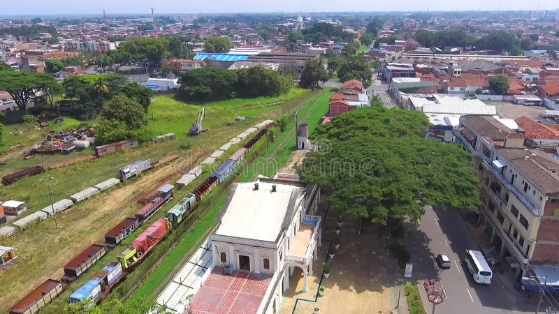 Aerial Panoramic View of Old Train Station Stock Video - Video of land ...