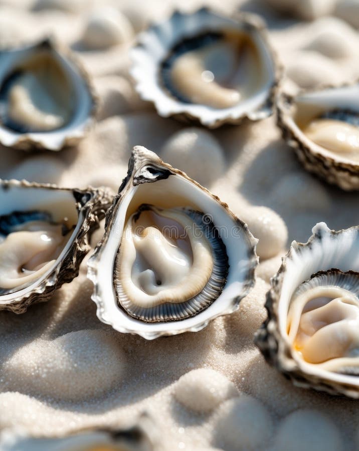 Aerial View Open Oyster Pearl Sand Closeup Stock Image - Image of ...