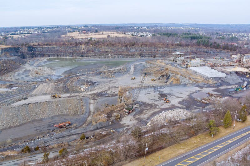 Aerial View of the Open Pit Loader Loading Gravel into Stone Jaw ...