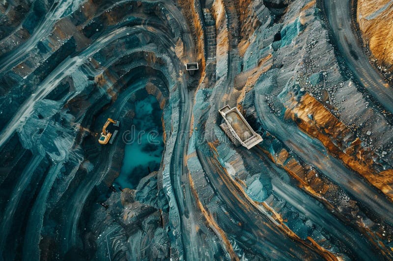 Aerial View of an OpenPit Mine Stock Illustration - Illustration of ...