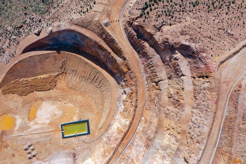 AERIAL VIEW of OPEN PIT MINE with ENVIRONMENTAL REMEDIATION Stock Image ...
