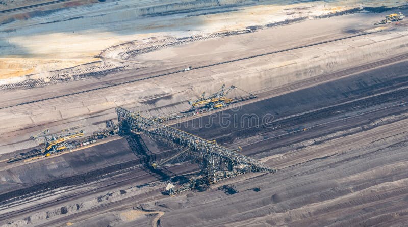Aerial View of an Open Pit Mine in Germany with Brown Coal Digging by ...
