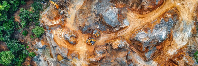 Aerial View of an Open Pit Mine with Large Rocks Dirt Stock ...