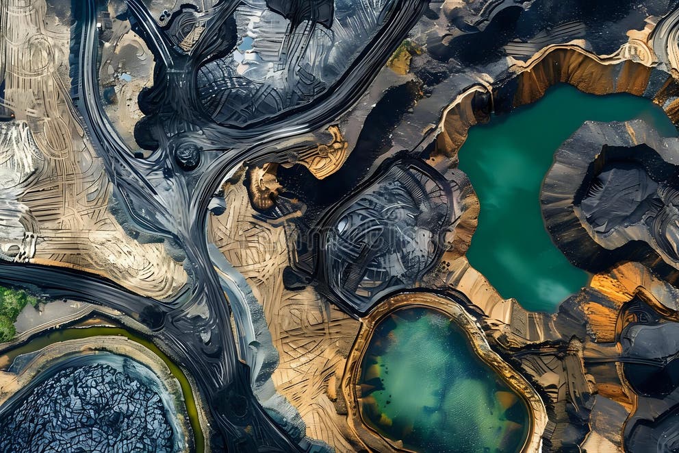 Aerial View of Open-Pit Mine Reveals Abstract Patterns of Earth and ...